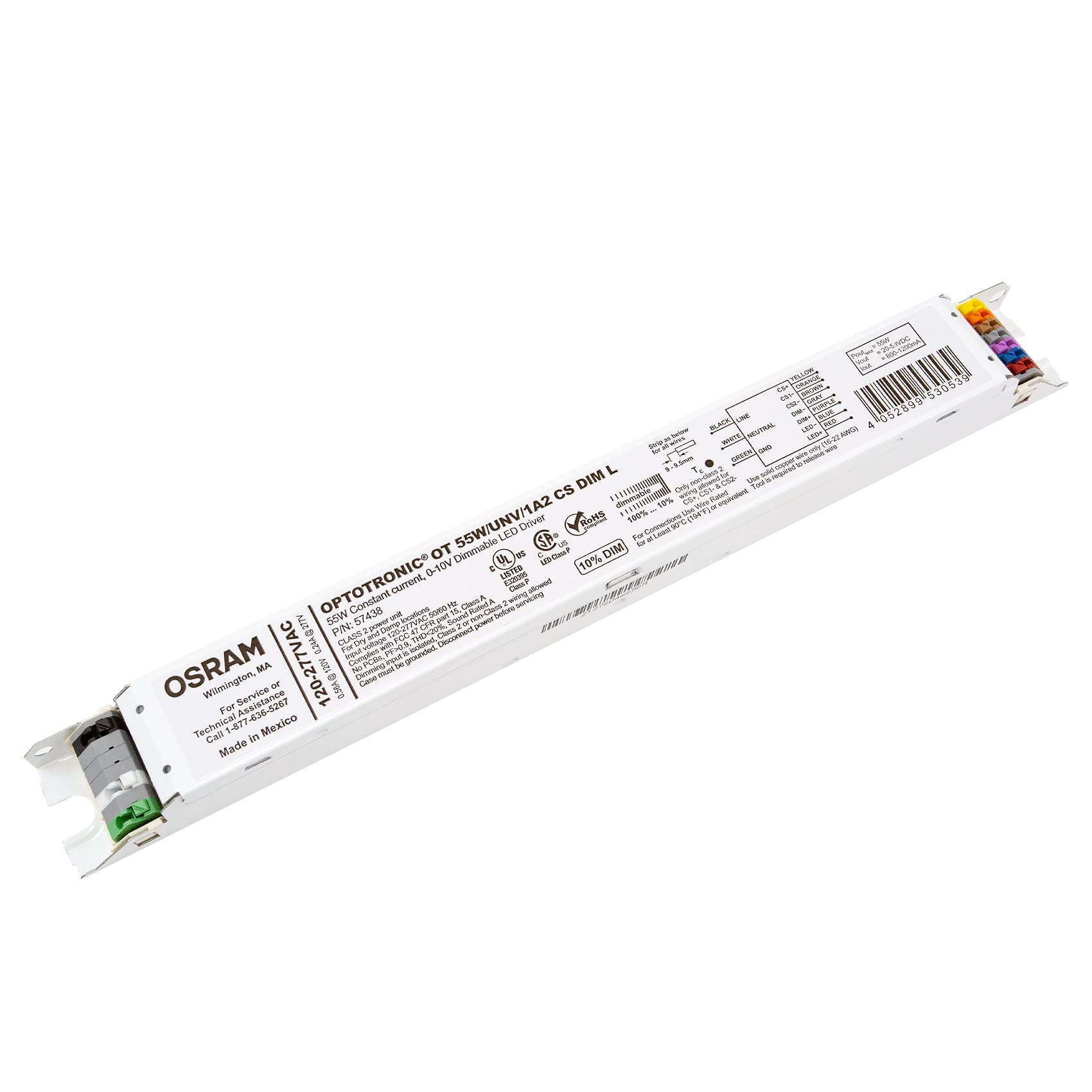 Osram 57438 Optotronic 55W 120/277V AC 50/60Hz Constant Current Dimmable LED Driver OT 55W/UNV/1A2 CS DIM L