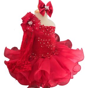 Jenniferwu G086 Infant Toddler Baby Newborn Little Girl's Pageant Party Birthday Dress RED Size 3T