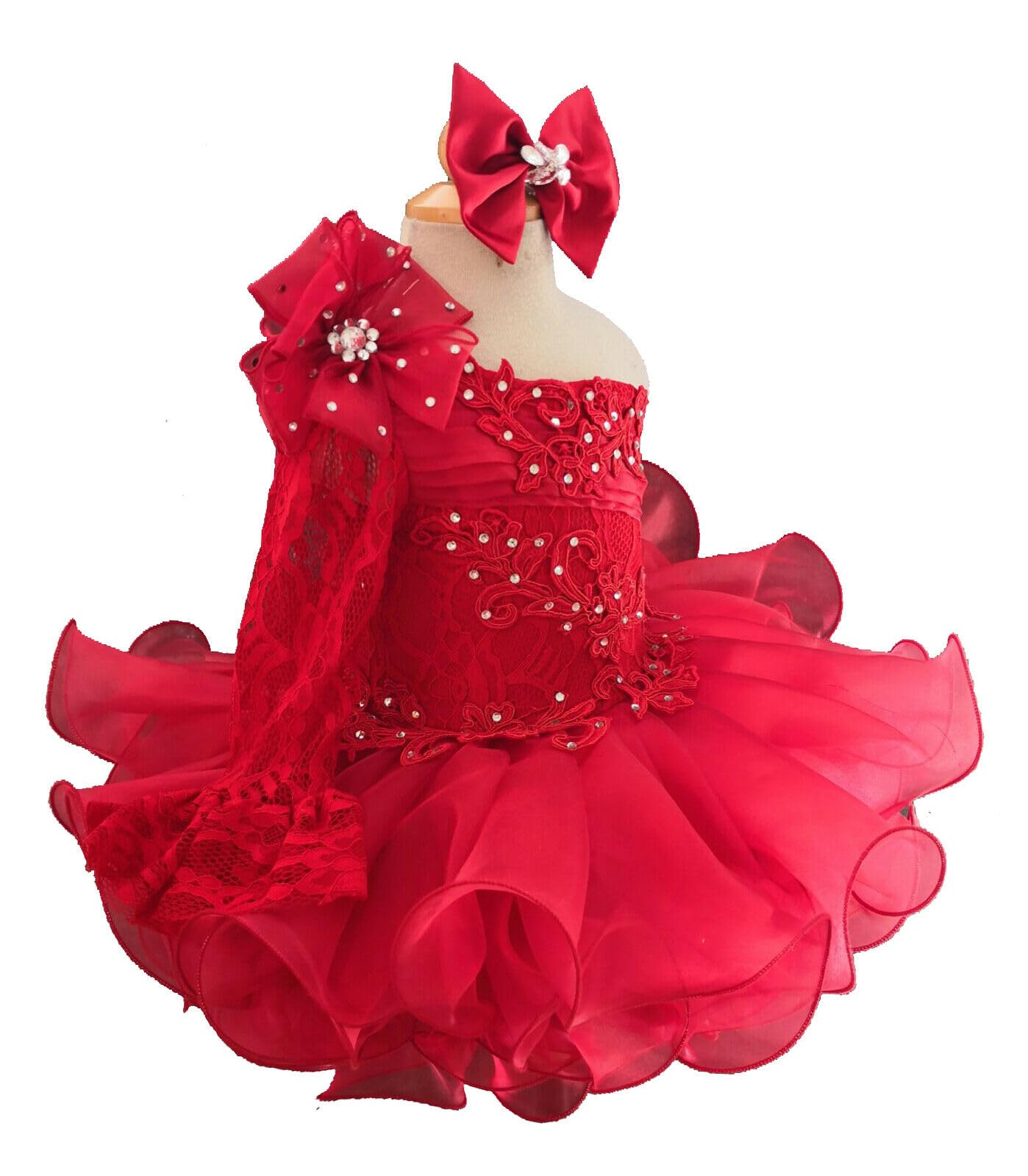 Jenniferwu G086 Infant Toddler Baby Newborn Little Girl's Pageant Party Birthday Dress RED Size 3T