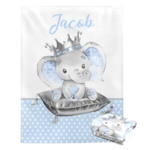 personalized baby blanket with name custom cute elephant baby throw blankets for girls baby boy gifts baby products super soft swadding blankets for home decor neutral 30x40 inch