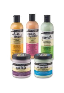 aunt jackie's curls & coils bundle, all 5 products in collection, hydrate & define hair, combat frizz & dryness, for all hair types and textures clear 12 ounce