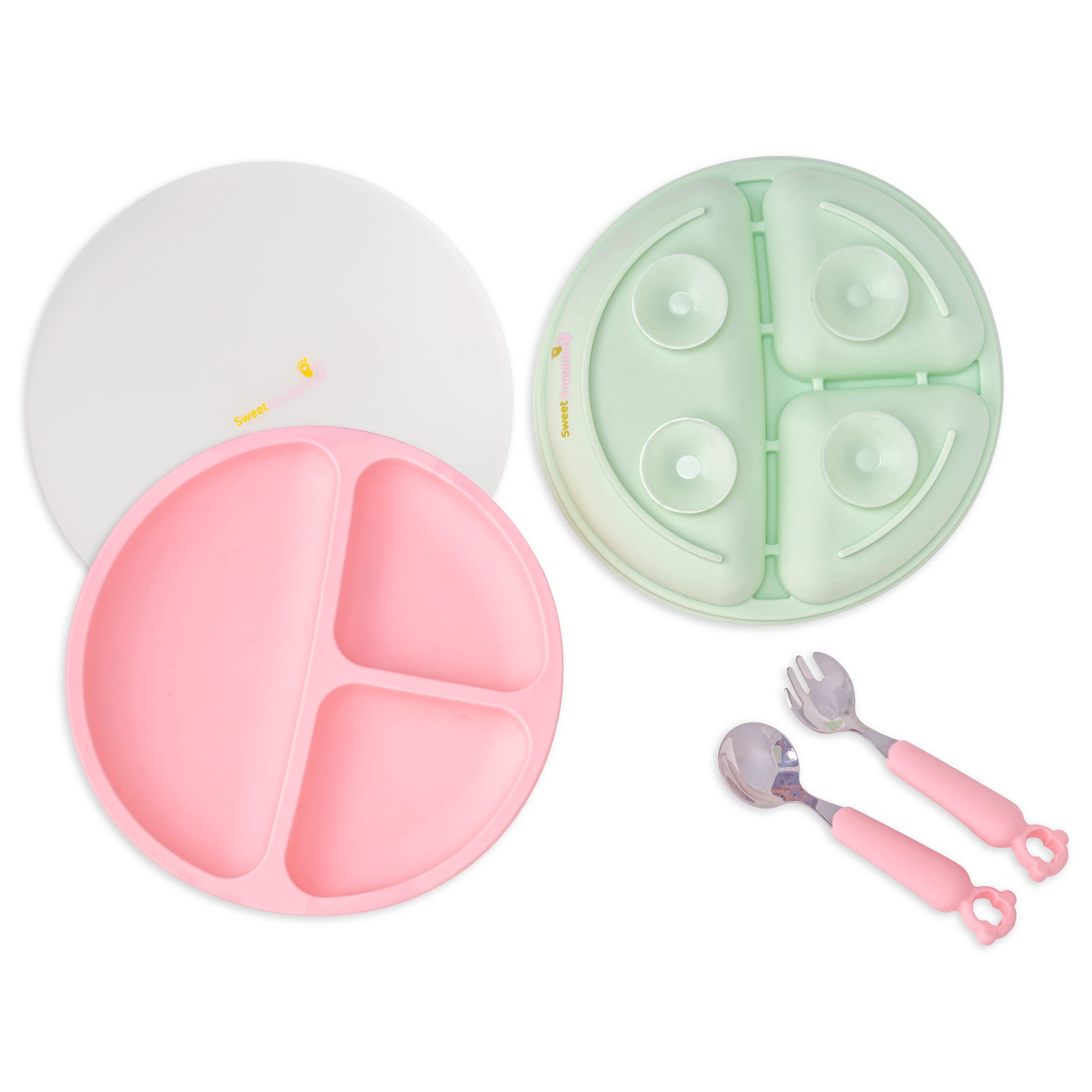 Sweet Snugglez toddler plates, suction plates for babies, 100% Silicone baby plates, baby led weaning supplies, suction plates for babies, silicone grip dish, baby led weaning plate