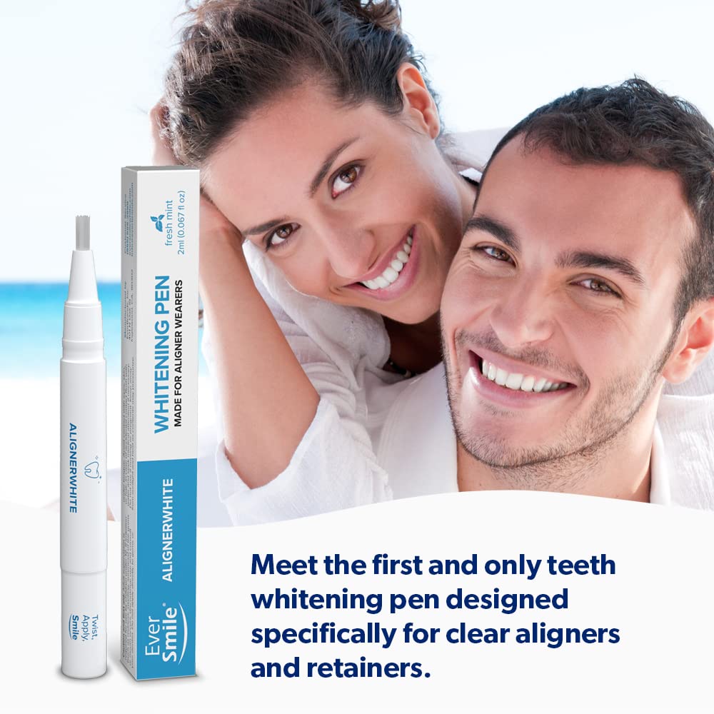 EverSmile AlignerWhite Teeth Whitening Pen | for Clear Aligners and Retainers, Aligner Whitener, Gel Whitening Pen in Fresh Mint. Twist, Apply and Smile!