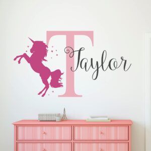 Custom Unicorn Name Wall Decal Art Decor Stars Sticker for Girl Room Personalized Vinyl LD66