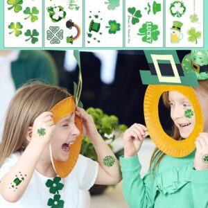 St. Patrick’S Day Tattoos Shamrock Temporary Tattoo Sticker Waterproof Clover Lucky Tattoos for Adults Kids Saint Patricks Day Costume Party Decor Supplies on Face Body 10 Sheets.