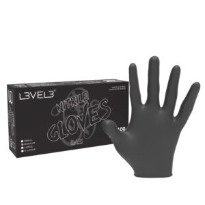 l3 level 3 nitrile gloves - professional heavy duty disposable gloves - latex free - fits snug - box of 100