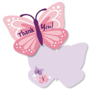 big dot of happiness beautiful butterfly - shaped thank you cards - floral baby shower or birthday thank you note cards with envelopes - set of 12