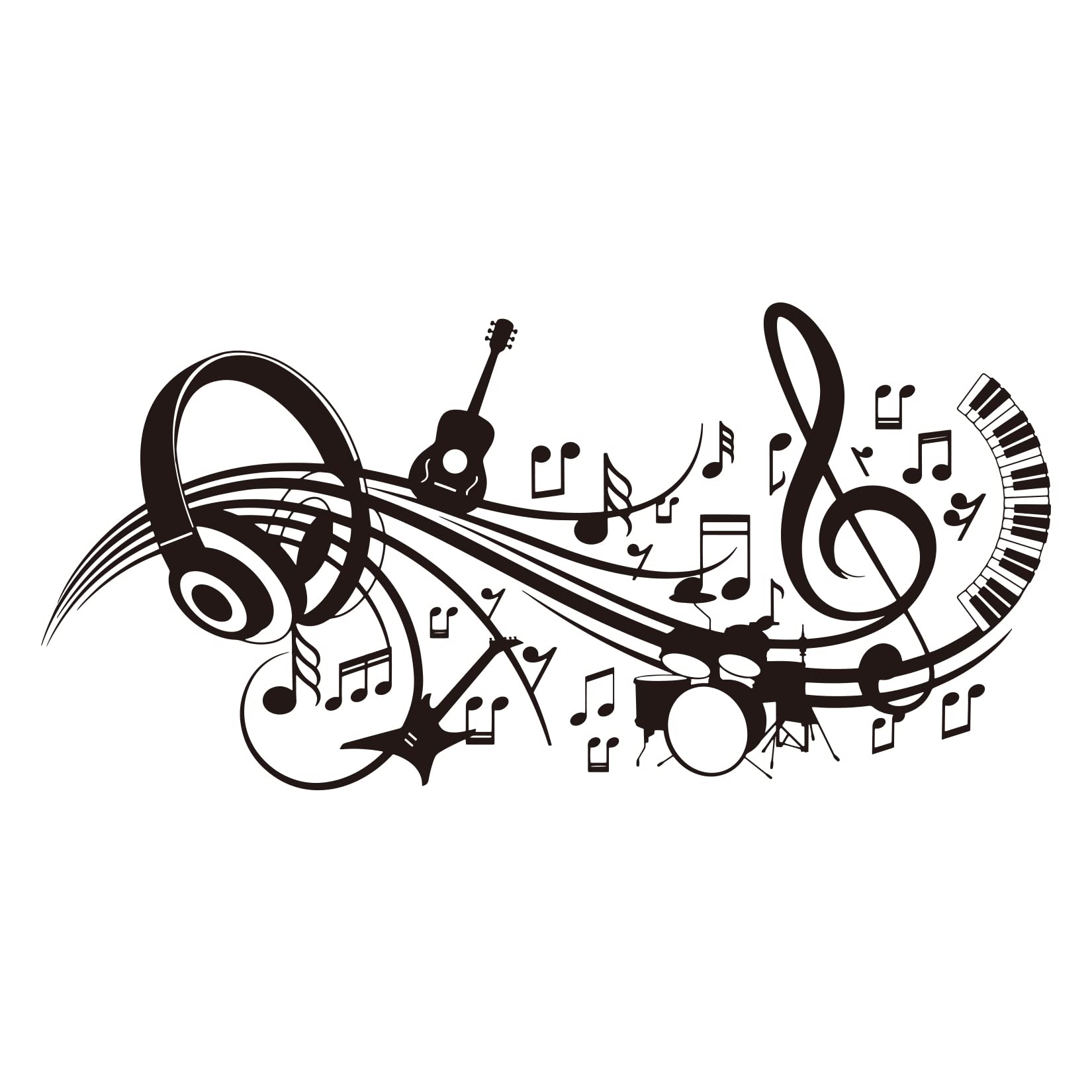 Music Vinyl Wall Decal Musical Instrument Wall Art Living Room Kids Room Bedroom Music Room Decor