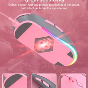 PHNIXGAM Cat Paw RGB Gaming Mouse, Silent Optical Computer Mice USB Wired with 6 Adjustable DPI Up to 7200, RGB Lighting, 6 Programmable Buttons for Windows/Vista/Linux (Pink)