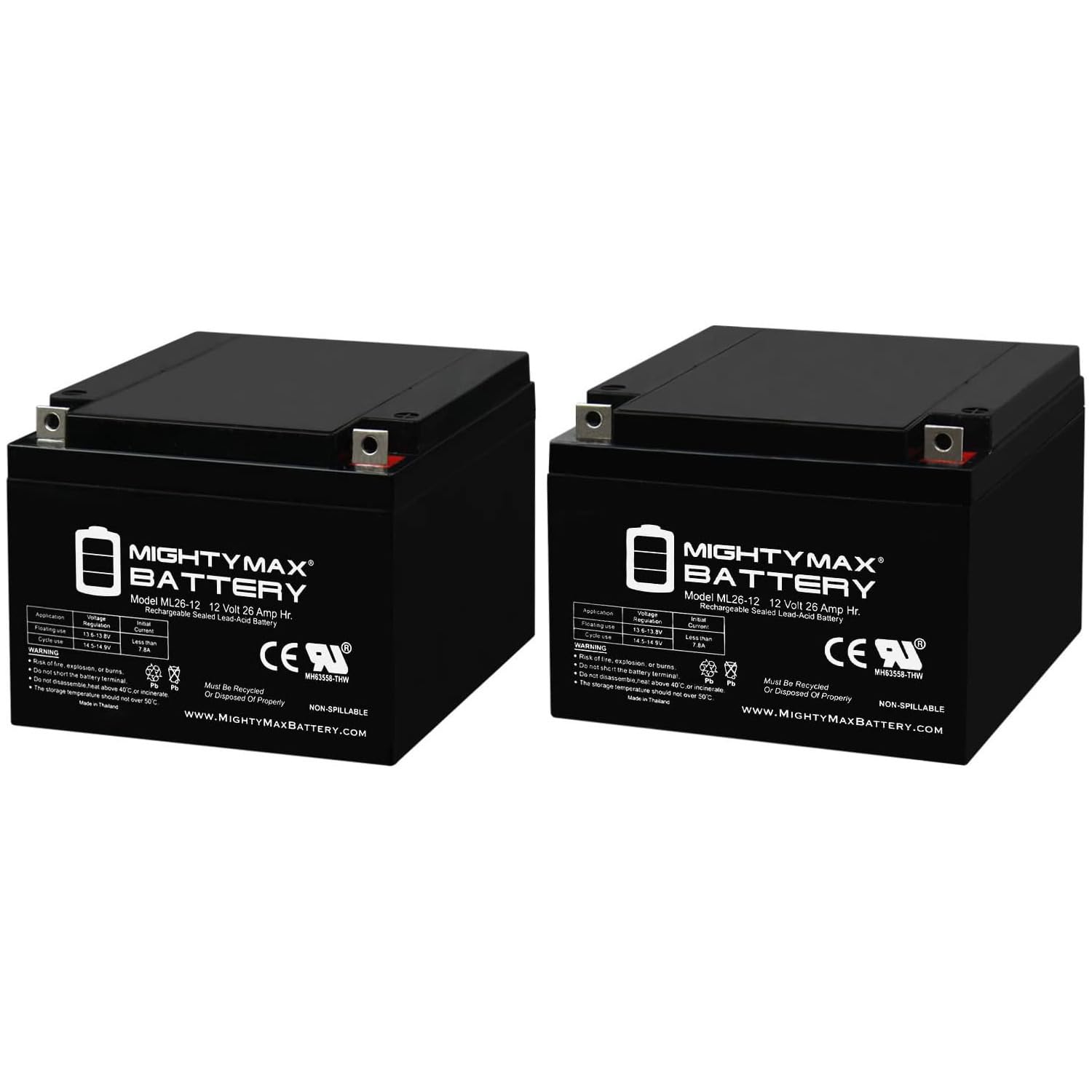 Mighty Max Battery 12V 26AH SLA Replacement Battery for UB12260-2 Pack