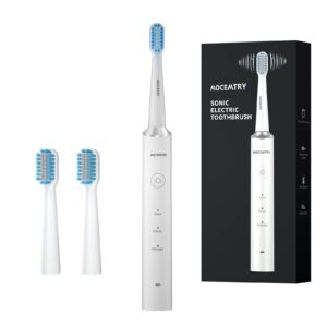 MOCEMTRY Sonic Electric Toothbrush Rechargeable Whitening Waterproof Tooth Brush with 3 Cleaning Modes (White)