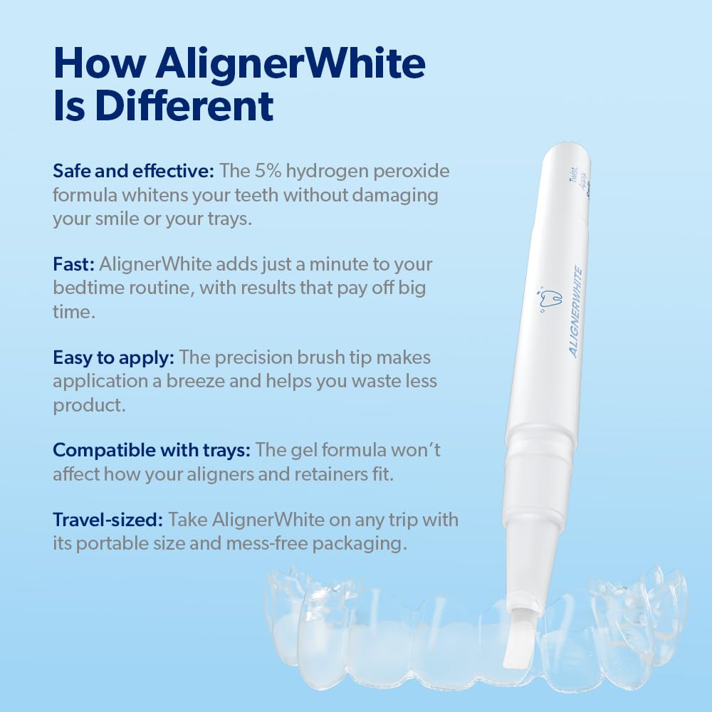 EverSmile AlignerWhite Teeth Whitening Pen | for Clear Aligners and Retainers, Aligner Whitener, Gel Whitening Pen in Fresh Mint. Twist, Apply and Smile!