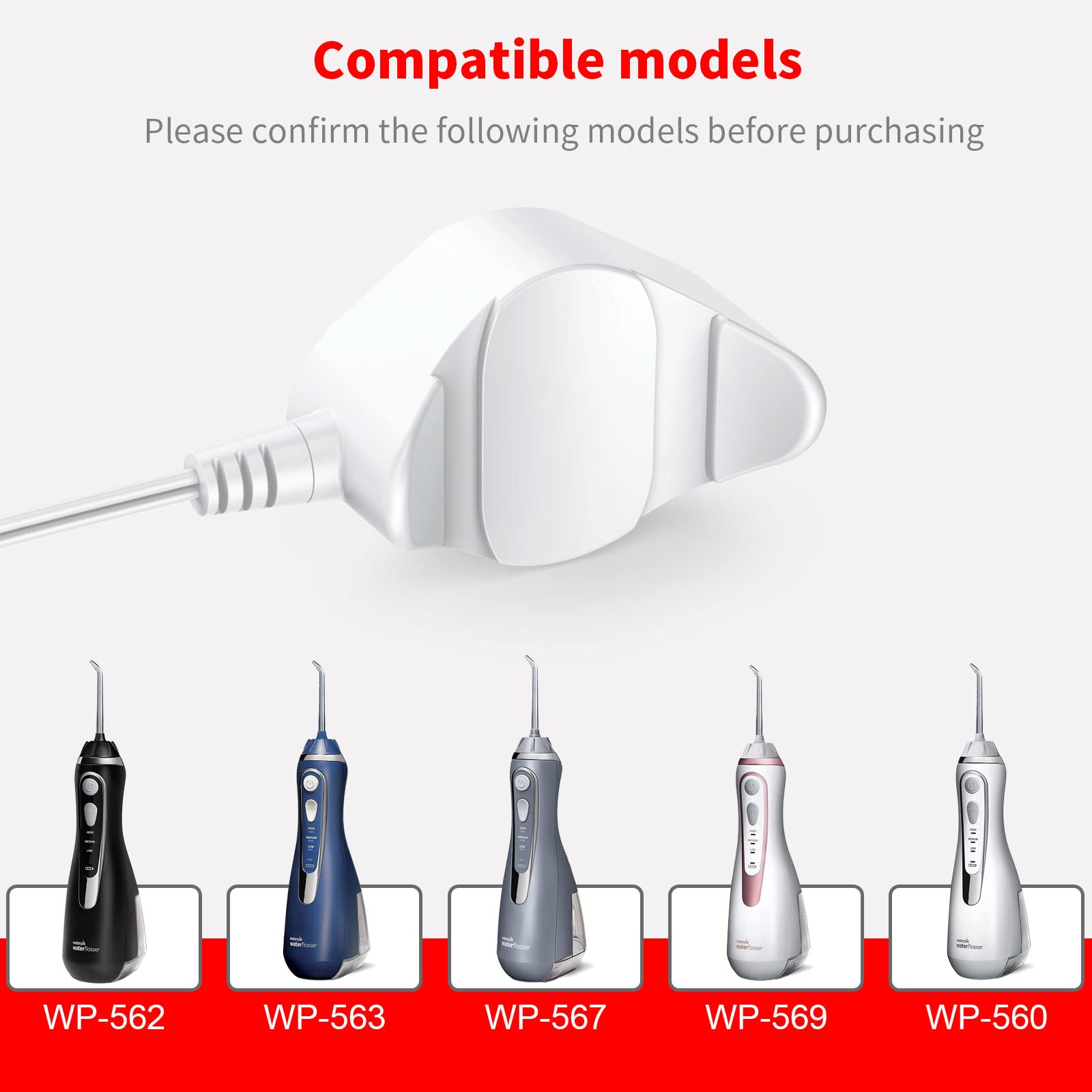 MEROM Water Pik WP560 Magnetic Charger Replacement Compatible with Waterpik WP560 WP562 WP563 WP567 WP569 WP-582 Cordless Advanced Water Flosser Magnet Charging Cord Battery Charger