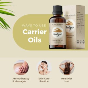 Organic Wheat Germ Oil for Skin, Cold-pressed Unrefined, 100% Pure Natural Wheatgerm Carrier Oil, Rich in Vitamin E, Ideal for SkinCare, Hair Care, Body, Face, Nails & Stretch Marks Relief