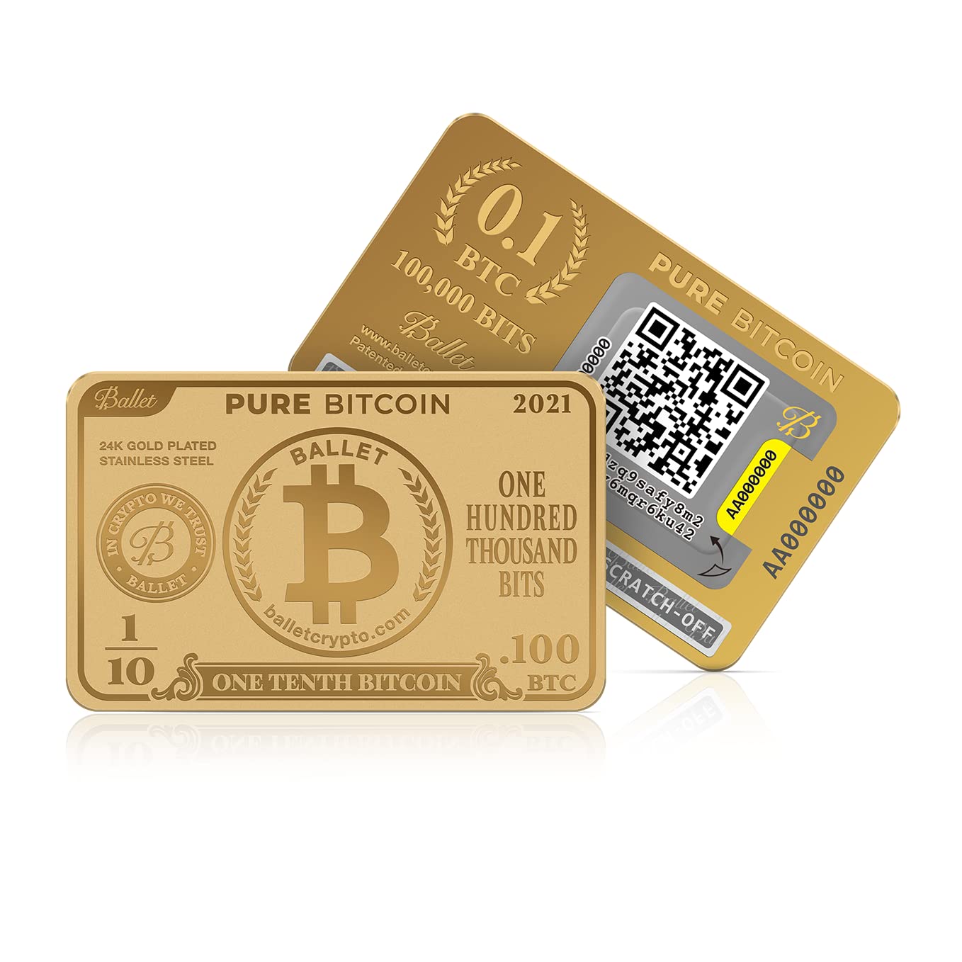 Ballet Pure Bitcoin (0.1 BTC) Wallet, Gold Edition - Physical Cryptocurrency Wallet, The Easiest Crypto Cold Storage Wallet (Single)