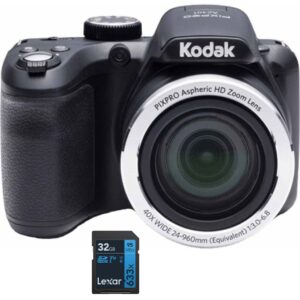 kodak pixpro az401 16mp digital camera 3" lcd (black) bundle with lexar professional 633x 32gb sdhc uhs-1 class 10 memory card