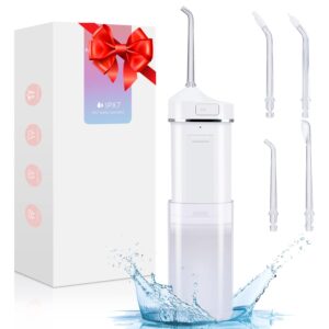 water flosser [mini cordless portable] oral irrigator water teeth cleaner pick, telescopic water tank, 3 modes & ipx7 waterproof, home & travel water flossers for teeth, braces bridges care.