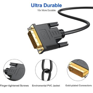 URELEGAN DVI to DVI Cable 6 Feet, DVI to DVI-D 24+1 Cable Male to Male Digital Video Monitor Cable for HDTV, Gaming, Monitor, Projector