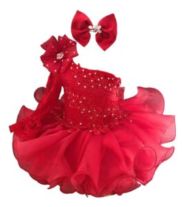 jenniferwu g086 infant toddler baby newborn little girl's pageant party birthday dress red size 3t