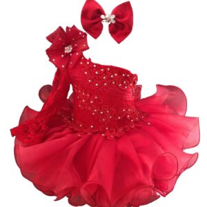 Jenniferwu G086 Infant Toddler Baby Newborn Little Girl's Pageant Party Birthday Dress RED Size 3T