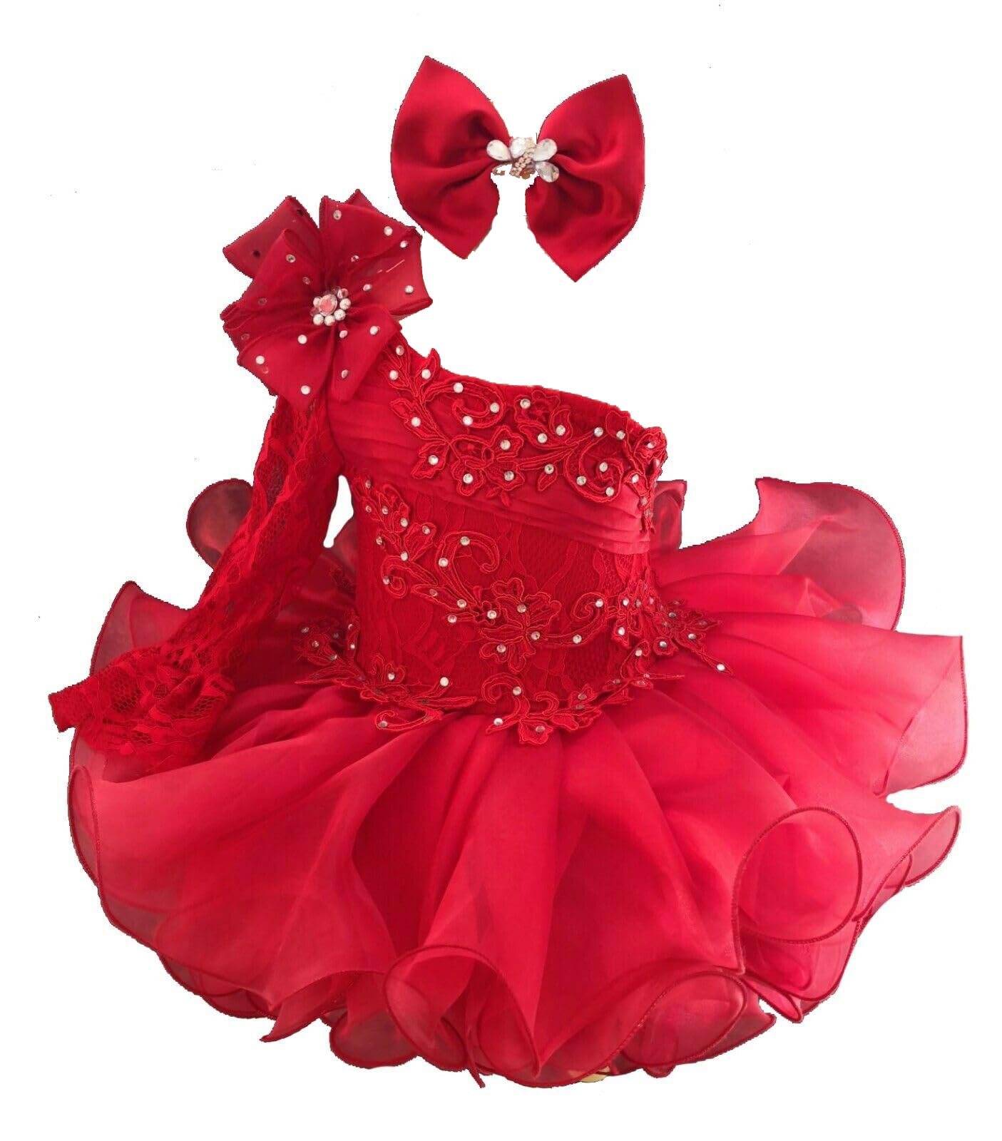 Jenniferwu G086 Infant Toddler Baby Newborn Little Girl's Pageant Party Birthday Dress RED Size 3T