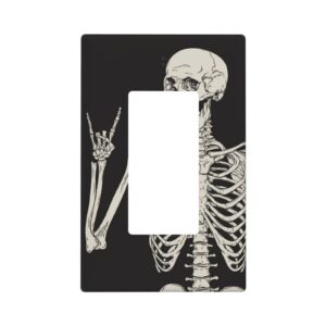 skeleton skull single rocker light switch cover wall plate decorative outlet 1 gang faceplate for kids girls bedroom kitchen funny room decor 4.40" x 2.70"