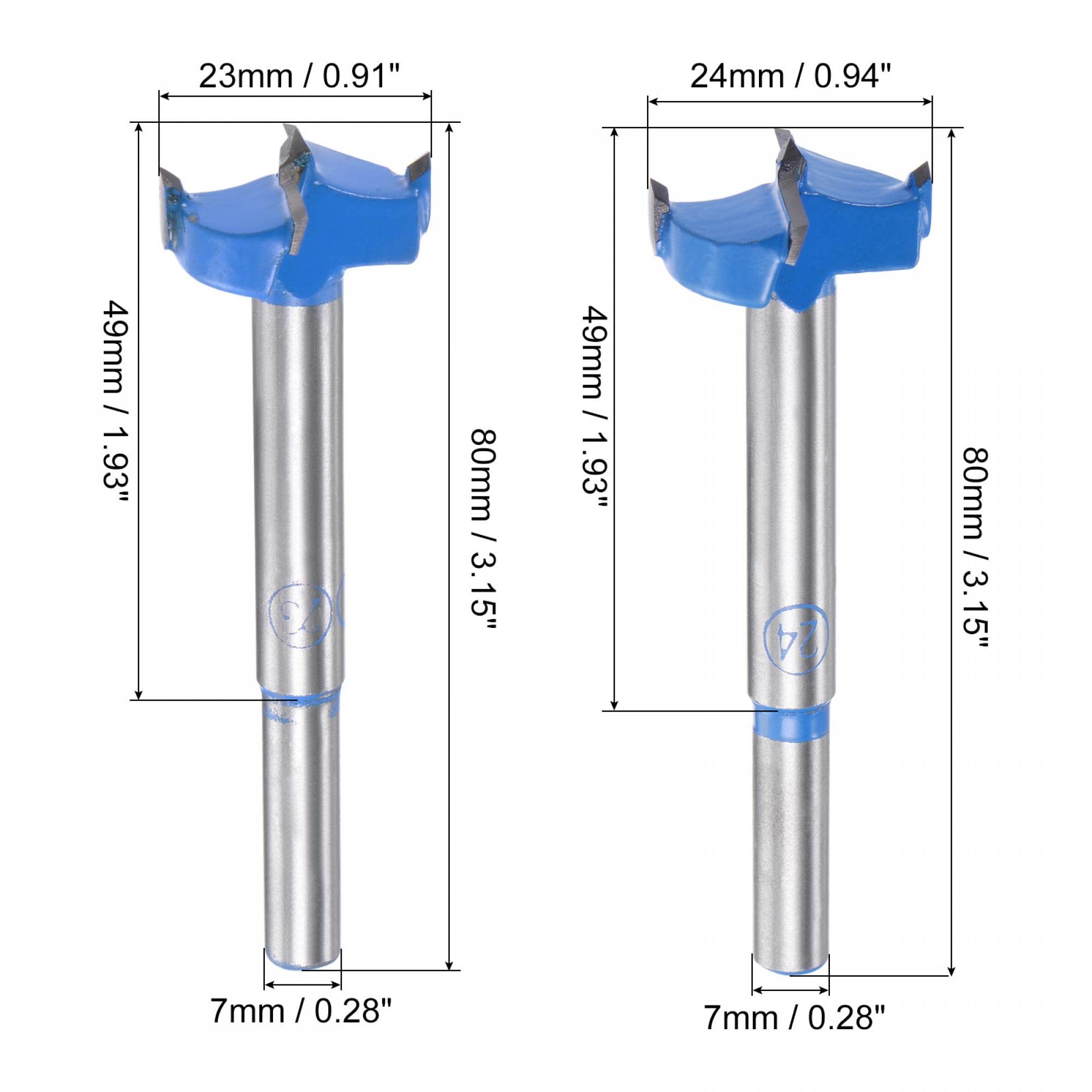 uxcell Tungsten Carbide Forstner Drill Bit Set 23mm 24mm, Woodworking Wood Hole Opener Hinge Hole Drilling Boring Bit Cutter