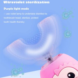 NC Kids Automatic Toothbrush with Blue Lights,U Shaped Design,USB Charging with Water Cup,IPX7 Waterproof,45s Cleans All Teeth,Pink