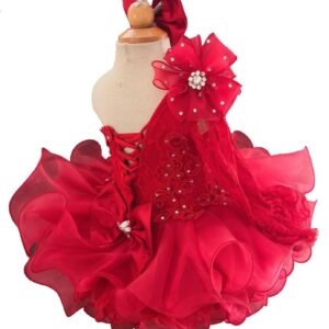 Jenniferwu G086 Infant Toddler Baby Newborn Little Girl's Pageant Party Birthday Dress RED Size 3T