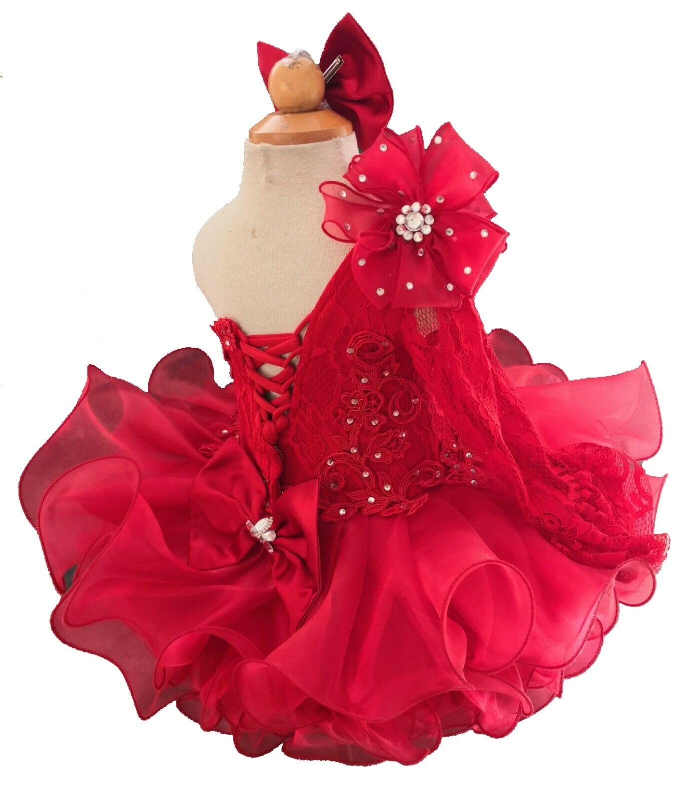 Jenniferwu G086 Infant Toddler Baby Newborn Little Girl's Pageant Party Birthday Dress RED Size 3T