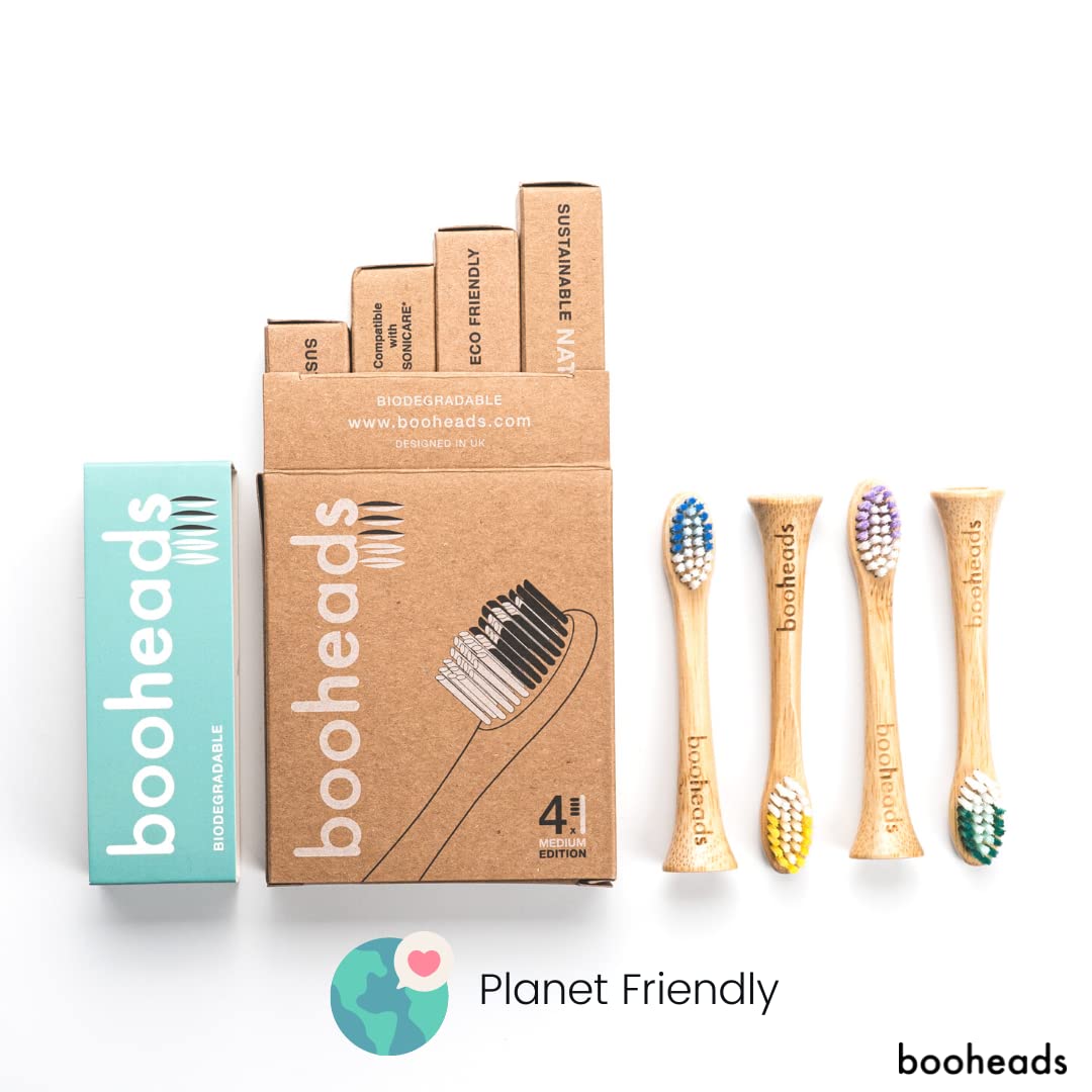 booheads - Bamboo Electric Toothbrush Heads | Biodegradable Eco-Friendly Sustainable Recyclable | Compatible with Sonicare (Mini 4)