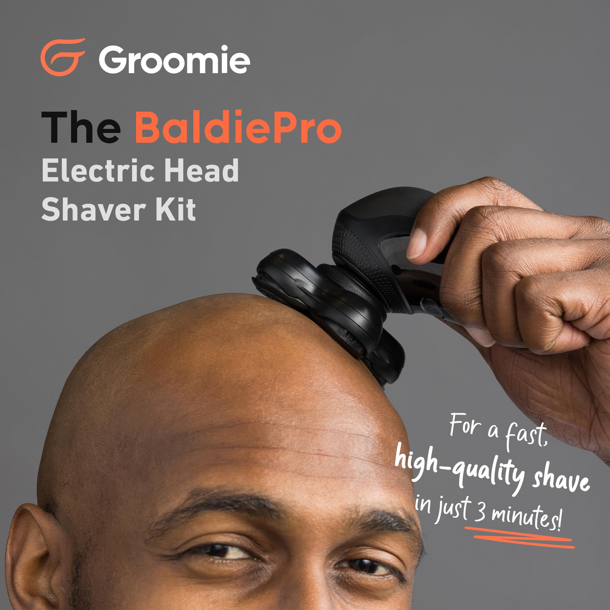 Groomie BaldiePro Cordless Bald Head Shavers for Men, Blade Refill - Waterproof Head Shavers Replacement Head - Electric Hair Shaver & Head Razor for Bald Men - Men's Rotary Shaver for Smooth Shave