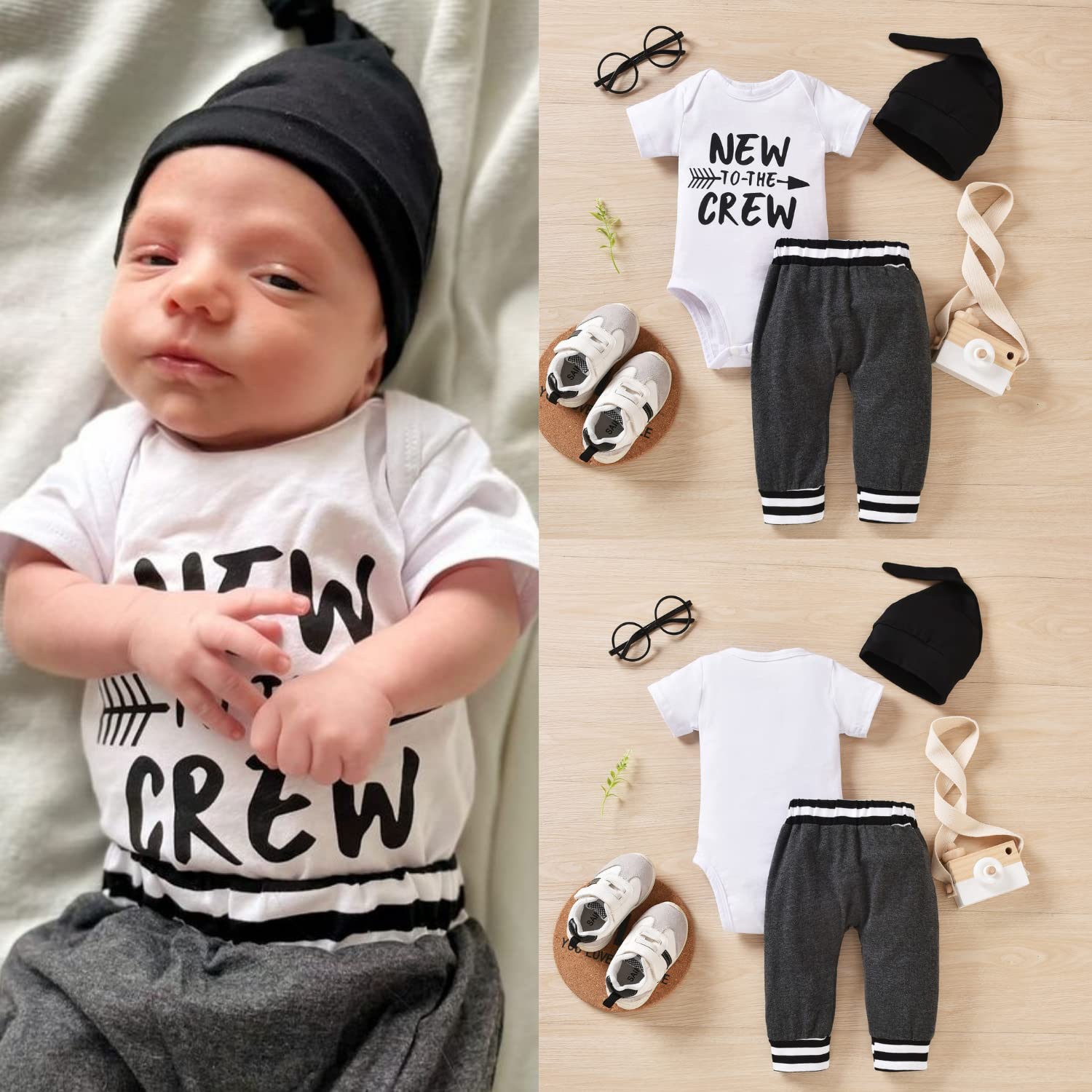 Baby Boy Clothes Infant Outfits Cotton Romper Bodysuit Pants Set Ain’t No Mama Letter Printing The One I Got Clothing Set Short Sleeve Black Outfits Set Baby Boys Spring Summer Outfits 6-12 Months