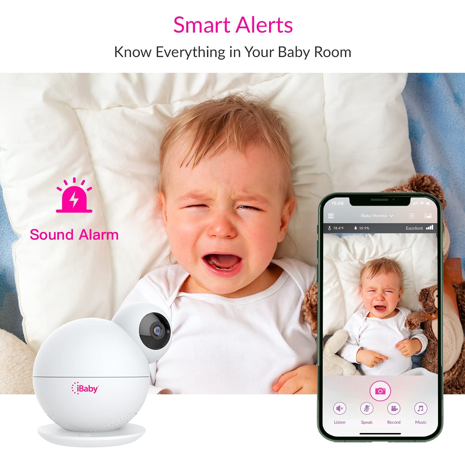 Use Baby Breathing Monitor for Your Baby Under 8 Monthes and Use 355° Pan 110° Tilt Baby Monitor Camera When Your Baby Grows