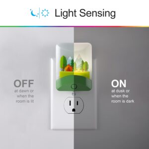 GE Color-Changing LED Night Light, Forest Design, Plugs Into Wall, Dusk To Dawn Sensor, For Kids Adults Bedroom Bathroom, Play Room, Nursery, 1 pack, 52711