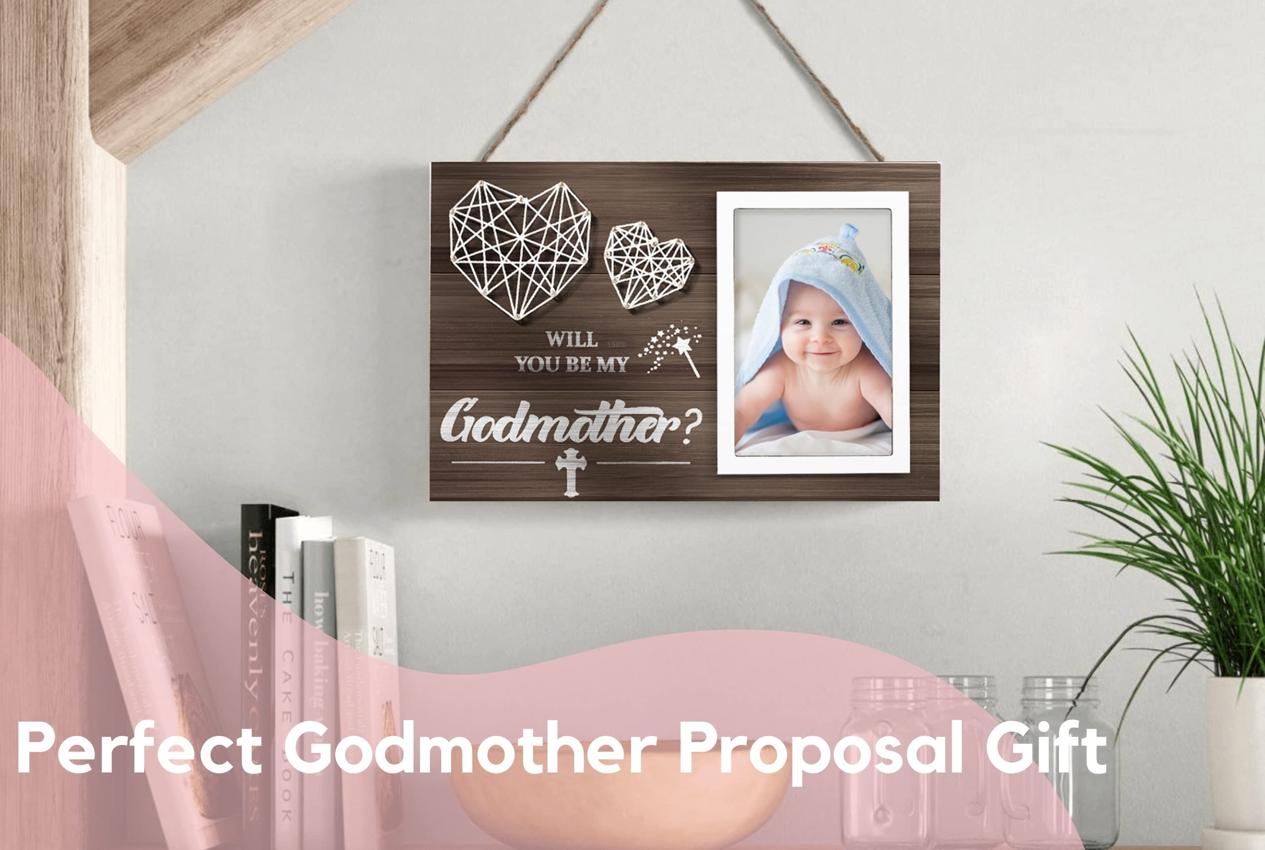 Rivocoda Godmother Proposal Gift, Will You Be My Godmother, Godmother Gifts from Godchild, Picture Frame Gift for Mother's Day or Birthday