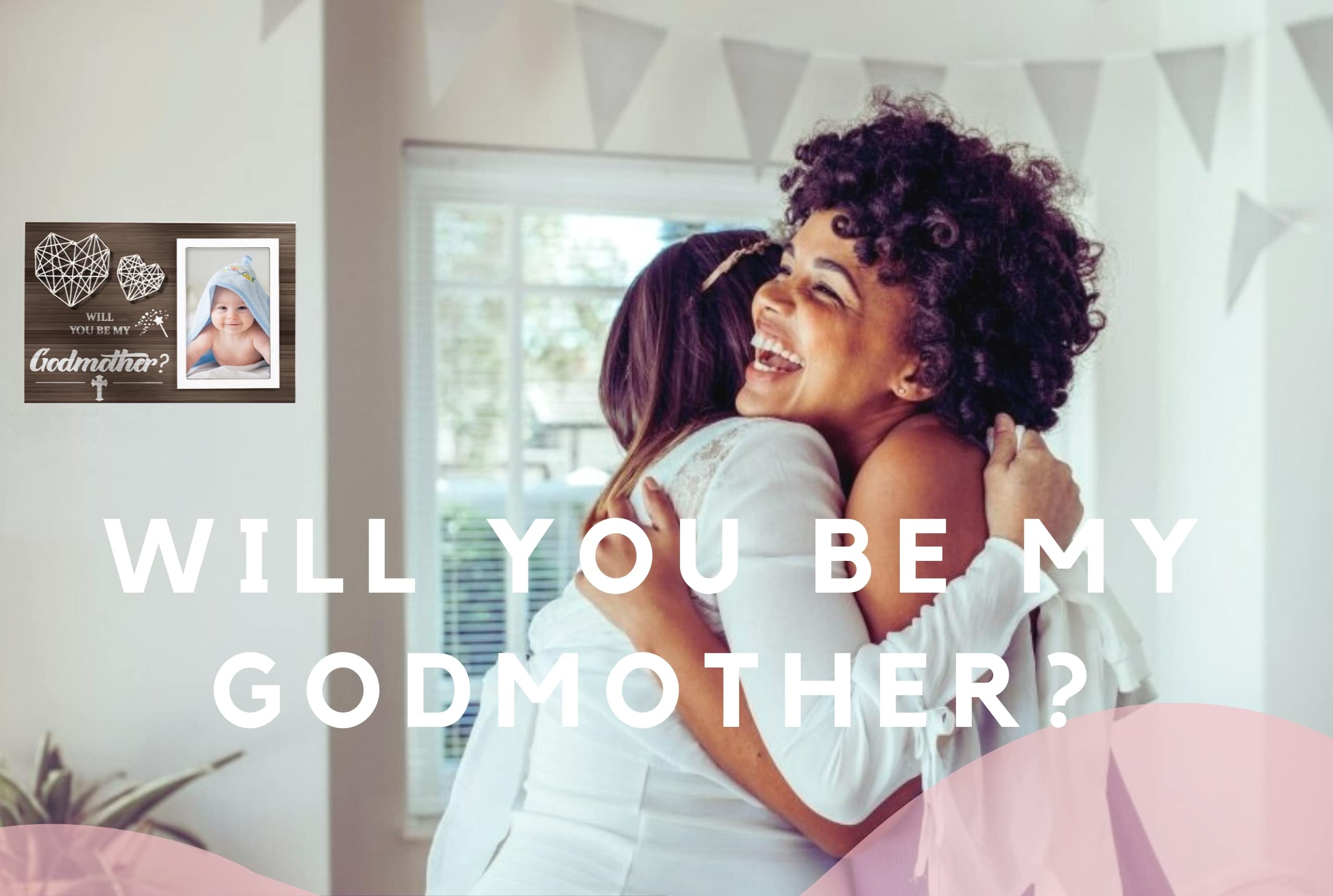 Rivocoda Godmother Proposal Gift, Will You Be My Godmother, Godmother Gifts from Godchild, Picture Frame Gift for Mother's Day or Birthday