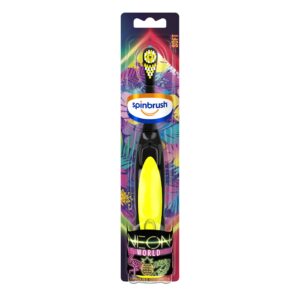 spinbrush neon world kids toothbrush, battery-powered electric toothbrush, soft bristles, batteries included, 1-count