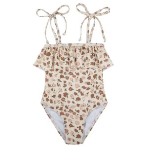 Century Star Girls Swimsuits Toddler Girls?Bathing Suits One Piece Swimsuits Toddler Girls?Swimwear Khaki Flower2-3T