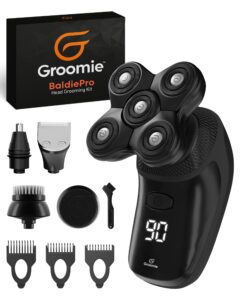 groomie baldiepro cordless bald head shavers for men, blade refill - waterproof head shavers replacement head - electric hair shaver & head razor for bald men - men's rotary shaver for smooth shave