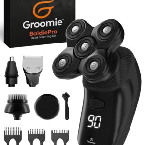 Groomie BaldiePro Cordless Bald Head Shavers for Men, Blade Refill - Waterproof Head Shavers Replacement Head - Electric Hair Shaver & Head Razor for Bald Men - Men's Rotary Shaver for Smooth Shave