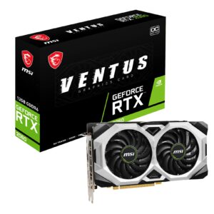 MSI Gaming GeForce RTX 2060 126GB GDRR6 192-bit HDMI/DP 1680 MHz Boost Clock Ray Tracing Turing Architecture VR Ready Graphics Card (RTX 2060 Ventus 12G OC)