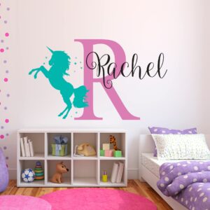 Custom Unicorn Name Wall Decal Art Decor Stars Sticker for Girl Room Personalized Vinyl LD66