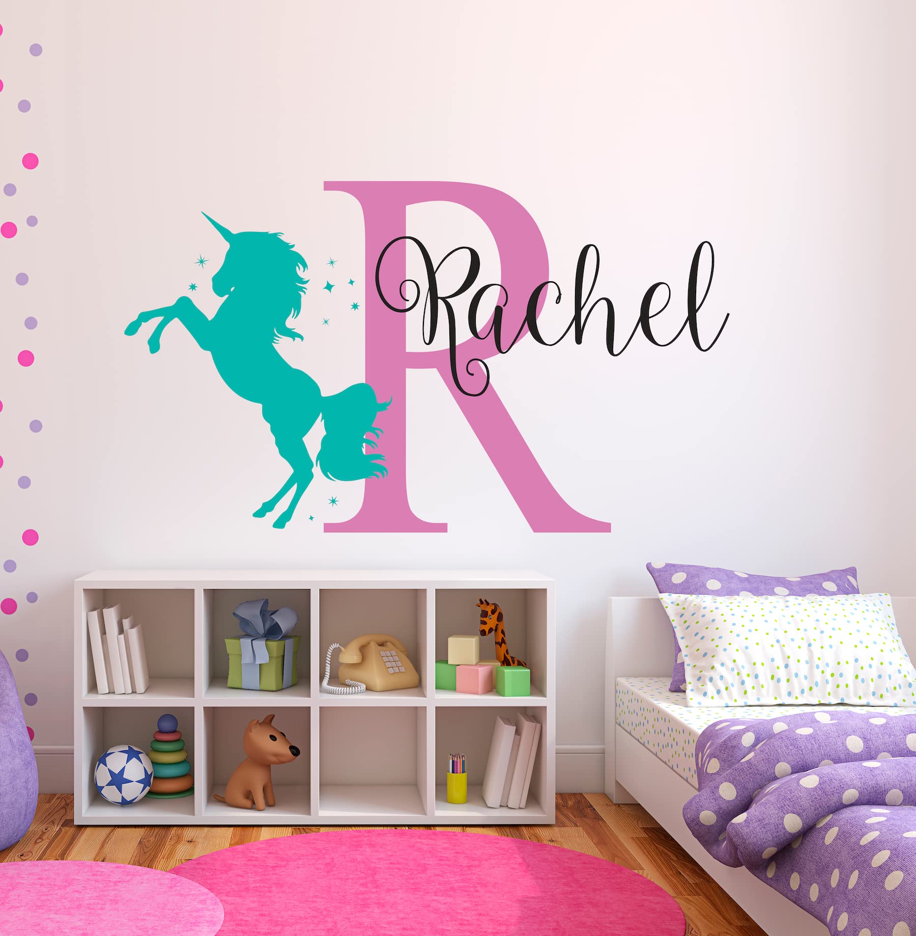 Custom Unicorn Name Wall Decal Art Decor Stars Sticker for Girl Room Personalized Vinyl LD66