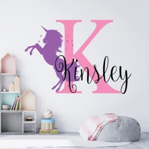 custom unicorn name wall decal art decor stars sticker for girl room personalized vinyl ld66