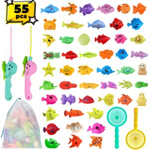 boopel magnetic fishing toys, water pool games for kids,bathtub bath game set for toddlers with 50 fish 2 fishing rod and 2 nets pool fishing game for boys girls age 3 4 5 6 7 8