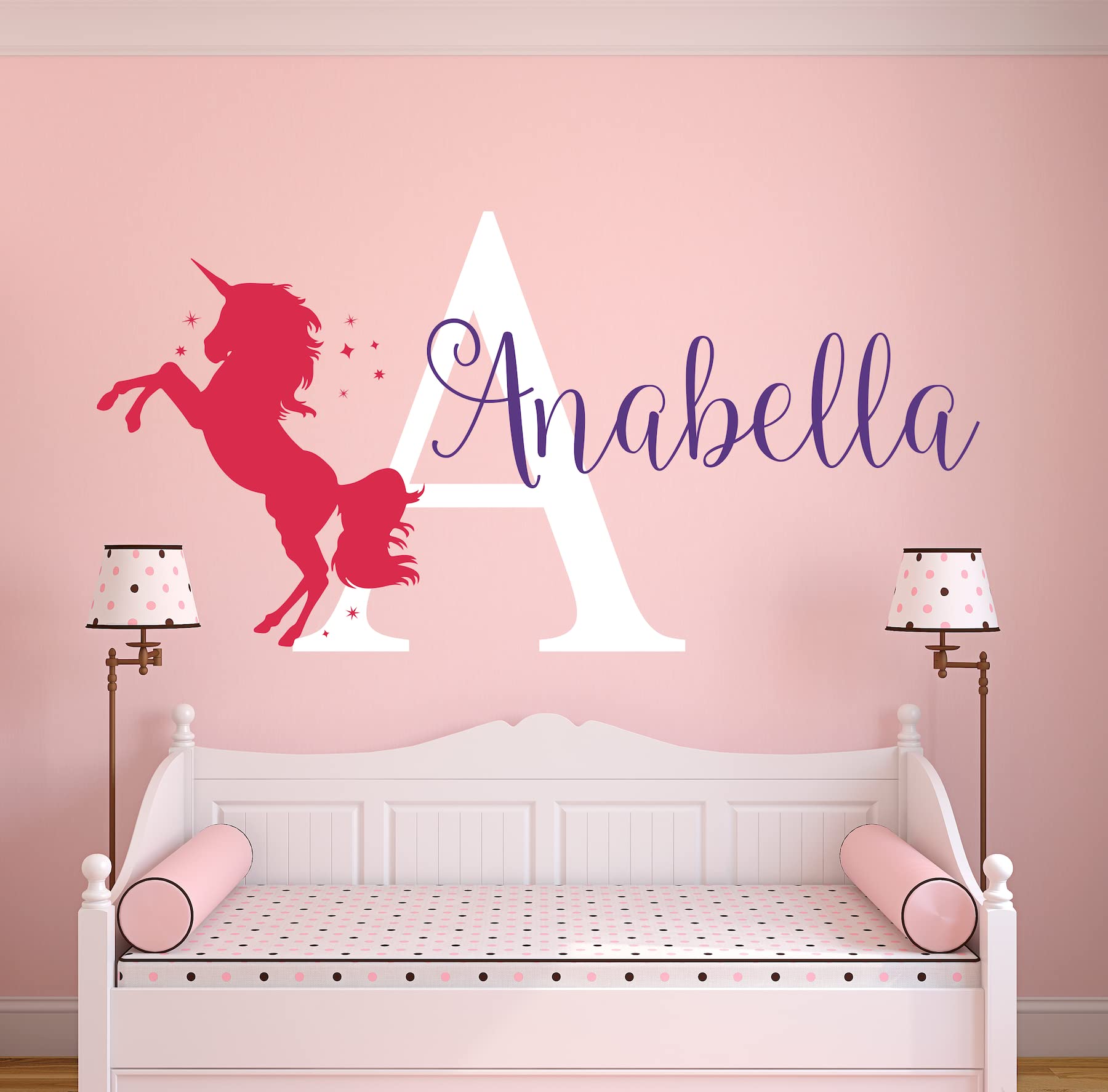 Custom Unicorn Name Wall Decal Art Decor Stars Sticker for Girl Room Personalized Vinyl LD66