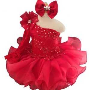 Jenniferwu G086 Infant Toddler Baby Newborn Little Girl's Pageant Party Birthday Dress RED Size 3T