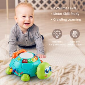 Bu-buildup Musical Turtle Toy, Baby Crawling Toys with Music and LED Lights, Toys to Encourage Crawling, Baby Toy with Music and LED Lights for Boys & Girl 18 Months+