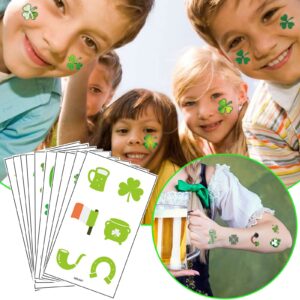 St. Patrick’S Day Tattoos Shamrock Temporary Tattoo Sticker Waterproof Clover Lucky Tattoos for Adults Kids Saint Patricks Day Costume Party Decor Supplies on Face Body 10 Sheets.